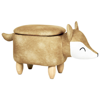 Storage Animal Stool FOX Velvet Orange Fox