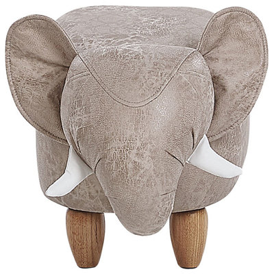 Storage Animal Stool JUMBO Faux Leather Grey Elephant