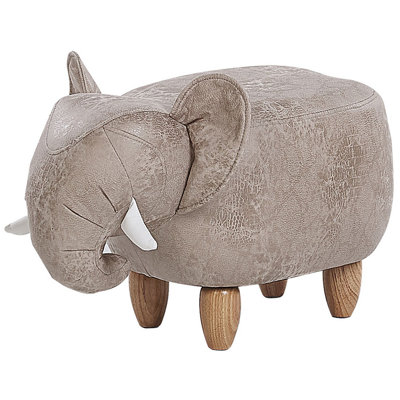 Storage Animal Stool JUMBO Faux Leather Grey Elephant