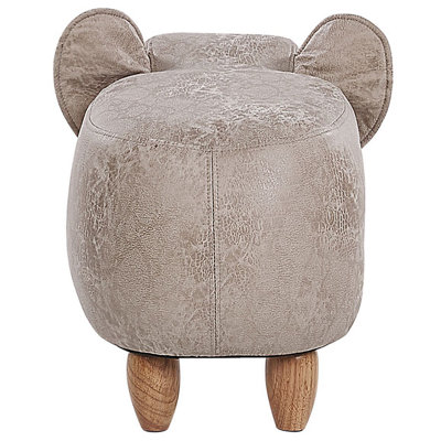 Storage Animal Stool JUMBO Faux Leather Grey Elephant