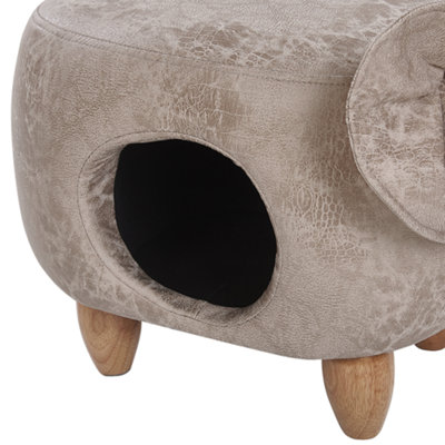Storage Animal Stool JUMBO Faux Leather Grey Elephant