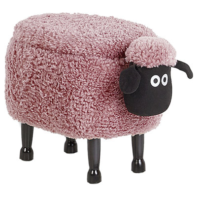 Storage Animal Stool SHEEP Fabric Pink Sheep