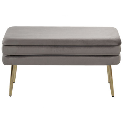 Storage Bench DURHAM Grey Velvet