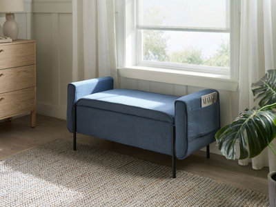 Storage Bench LEWES Blue Fabric