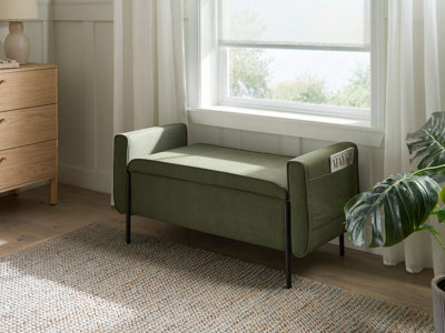 Storage Bench LEWES Green Fabric