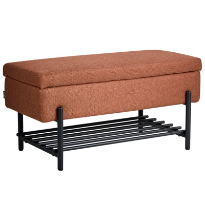 Storage Bench SOLVANG Golden Brown Fabric