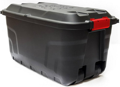 Storage Box 75L Strata Heavy Duty Trunk with Red Handles, Storage Container