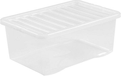 STORAGE BOX & LID WHATMORE CRYSTAL 45L CLEAR 10870 Pack of 3