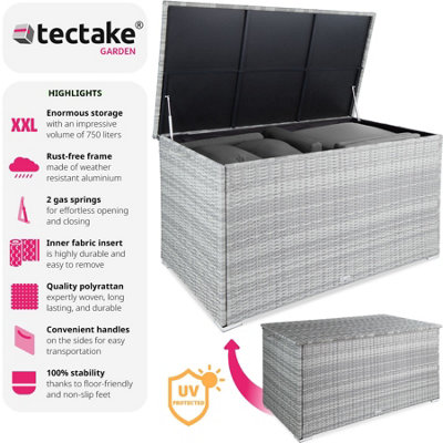 Storage Box Oslo - aluminium frame, rattan weave, 145 x 82.5 x 79.5 cm ...