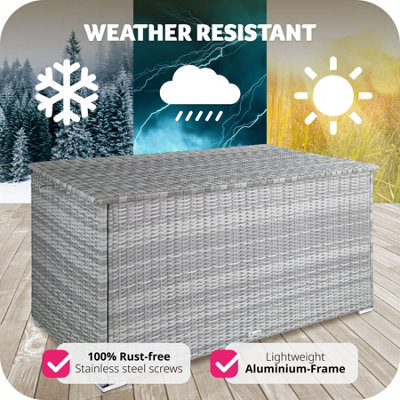 Storage Box Oslo - aluminium frame, rattan weave, 145 x 82.5 x 79.5 cm ...