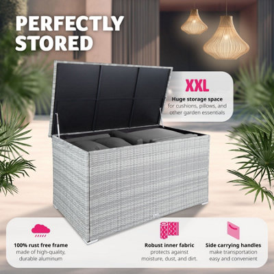 Storage box Oslo with aluminium frame, 145 x 82.5 x 79.5 cm - light ...