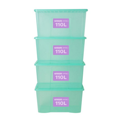 Storage Box With Lid 110L Wham Plastic Container Box,Tint Spearmint ...