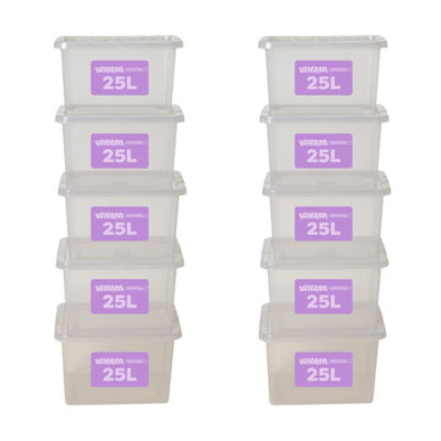 Storage Box With Lid 25L Wham Plastic Storage Container Box,Tint Grey ...