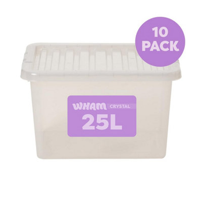 Storage Box With Lid 25L Wham Plastic Storage Container Box,Tint Grey ...