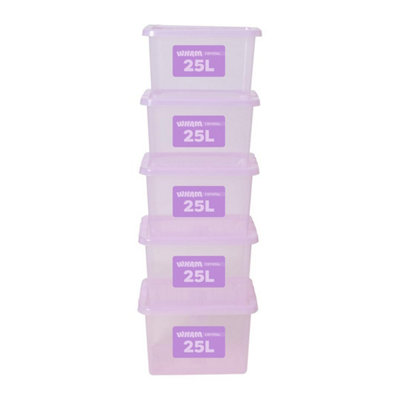 Storage Box With Lid 25L Wham Plastic Storage Container Box,Tint Lilac ...
