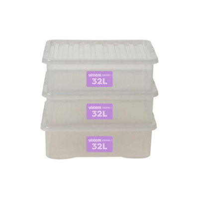 Storage Box With Lid 32L Wham Plastic Storage Container Box,Tint Grey ...