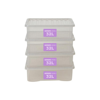Storage Box With Lid 32L Wham Plastic Storage Container Box,Tint Grey ...