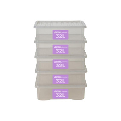 Storage Box With Lid 32L Wham Plastic Storage Container Box,Tint Grey ...