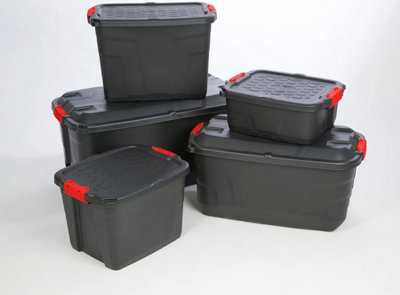 Storage Box with Lid & Wheels Strata Heavy Duty Large, Lockable, 190L ...