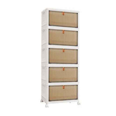 Storage Boxes with Lid Plastic Storage Organizer 5 Tier with Wheels