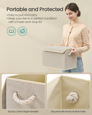 Storage Boxes with Lids, Set of 3, Foldable Fabric Storage Organiser ...