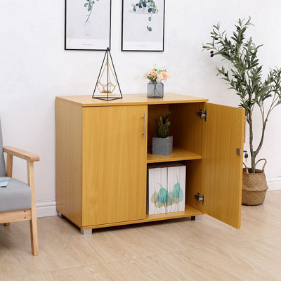 Storage Cabinet Beech Wooden Cupboard Filing cabinet with 1 shelf - 2 ...