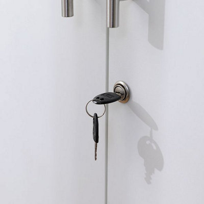 Storage Cabinet White Wooden Cupboard Filing Cabinet with 2 Shelves - 2 ...