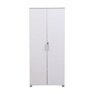 Storage Cupboard White Wooden Filing cabinet with 4 shelves - 2 Door ...