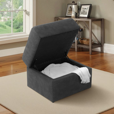 Storage Footstool In Black Fabric - Florence