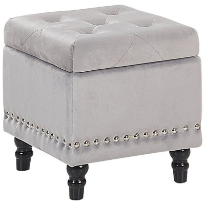 Storage Pouffe LORETTO Light Grey Velvet 37 cm 37 cm