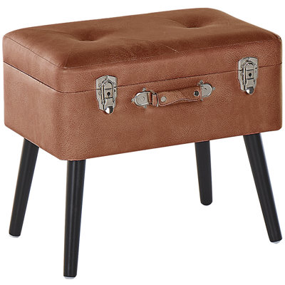 Storage Stool MALLARD Faux Leather Golden Brown