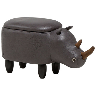 Storage Stool RHINO Dark Grey Faux Leather