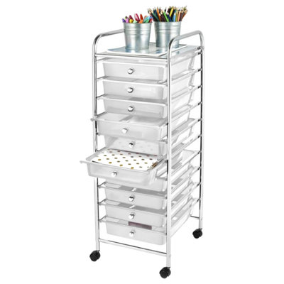 Storage Trolley On Wheels White 10 Drawer Storage Unit For Salon ...
