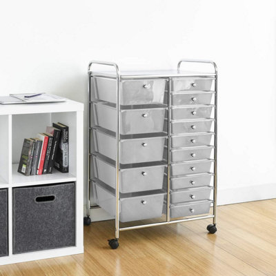 Storage Trolley On Wheels White 15 Drawer Storage Unit For Salon ...