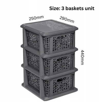Storage Unit With Baskets Drawer Box Organizer Tower Cabinet White 3 ...