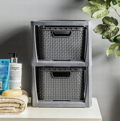 Storage Unit With Baskets Drawer Organizer Tower Cabinet Anthracite 2 ...