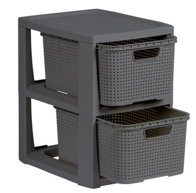 Storage Unit With Baskets Drawer Organizer Tower Cabinet Anthracite 2 ...
