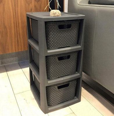 Storage Unit With Baskets Drawer Organizer Tower Cabinet Anthracite 3 ...