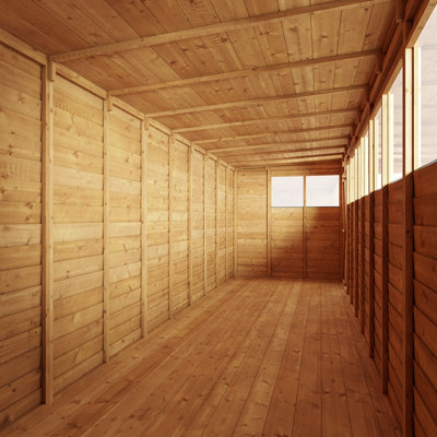 Store More Overlap Pent Shed - 20x6 Windowed