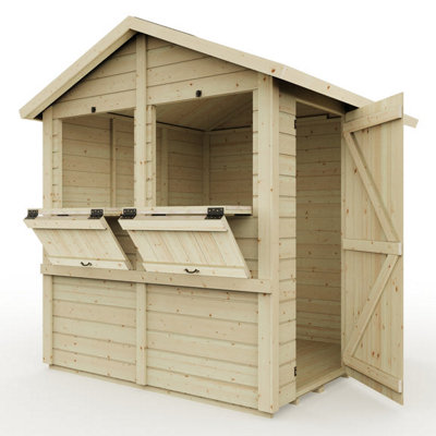 Storehaus Party Bar Shed with Apex Roof, Door and Hatches - 6ft x 6ft