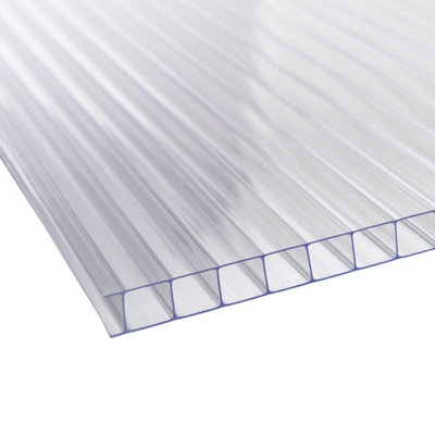 Storm Force 10mm Clear Twinwall Polycarbonate Roof Sheet 4000 x 1050 mm PK4 at B&Q