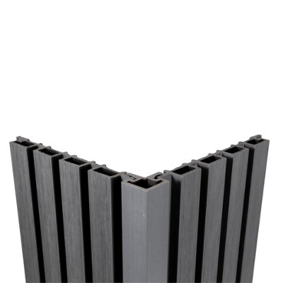 STORM Slatted Cladding External Corner Trim (3.6m) Grey