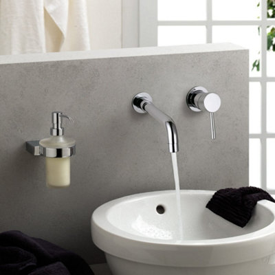 Storm Swift Chrome Wall Mounted Basin Mixer Tap, 40 mm Ceramic ...