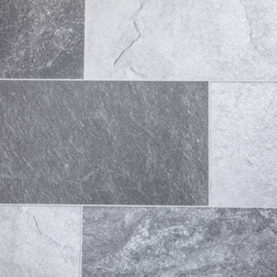STORM TILE STYLE SOFT LINO FLOORING 2M WIDTH SHEET VINYL R10 SLIP ...