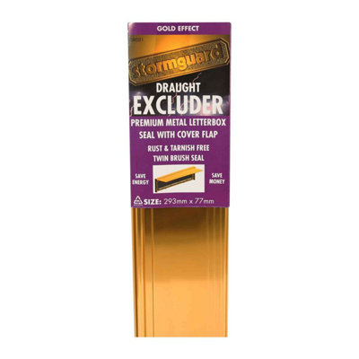 Stormguard Letterbox Cover Draught Excluder - Metal - Gold with cover