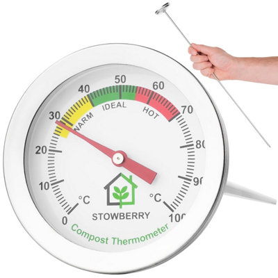 STOWBERRY Compost Thermometer 500mm Stainless Steel Soil Temperature ...