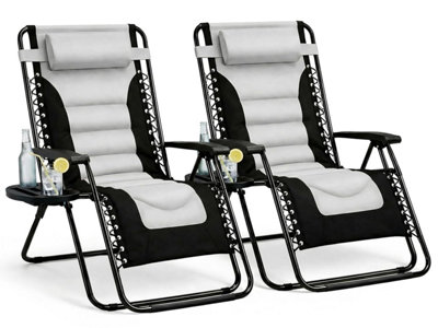 Straame Zero Gravity Chairs Set of 2,Folding Reclining Garden Textilene ...