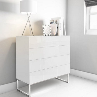 Strada High Gloss Chest Of 5 Drawers In White | £279.95 at B&Q