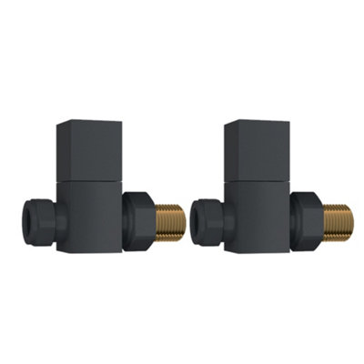 Straight Anthracite Radiator Valves (Square)