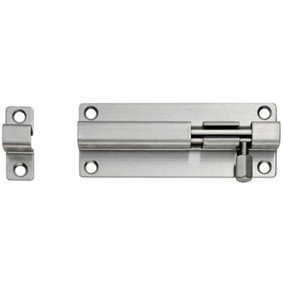 Straight Barrel Surface Mounted Door Bolt Lock 80 x 38mm Satin Steel ...